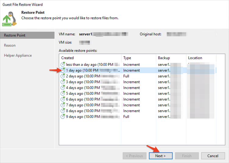 Restoring Files from a Veeam Backup Server